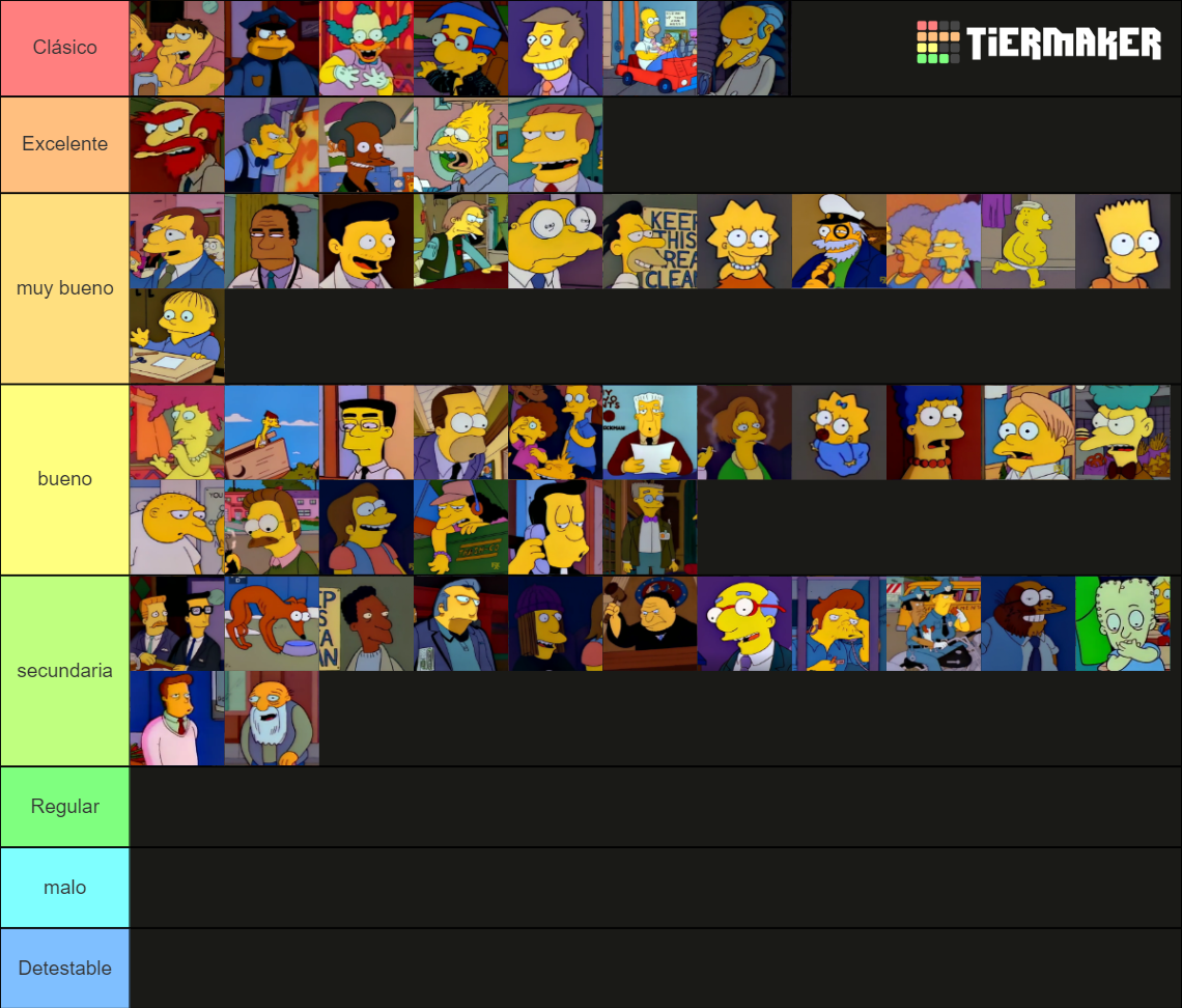 Personajes de Los Simpsons (Temporadas 1-10) Tier List (Community ...
