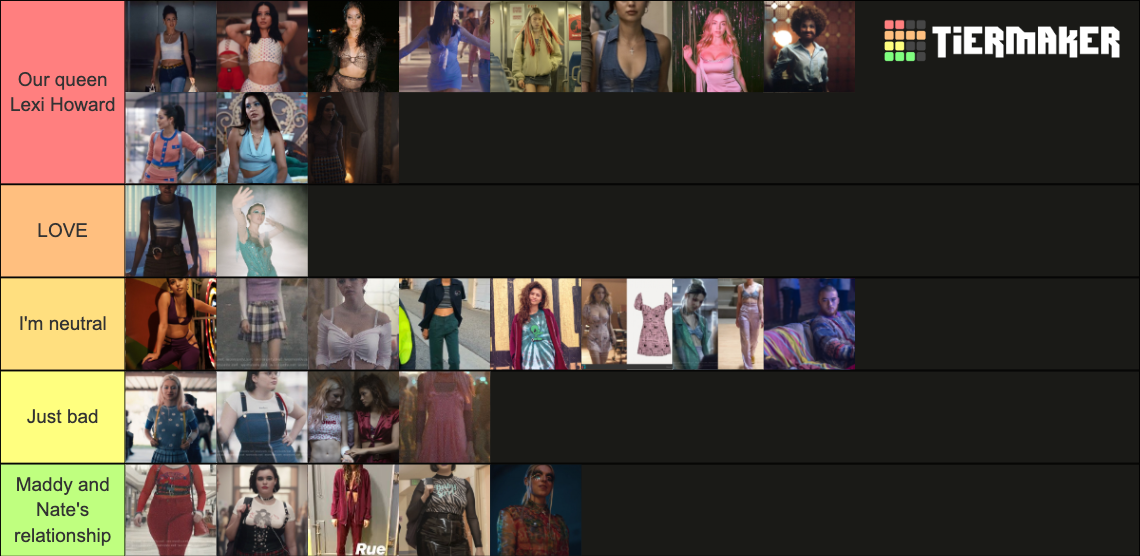 euphoria outfits Tier List (Community Rankings) - TierMaker