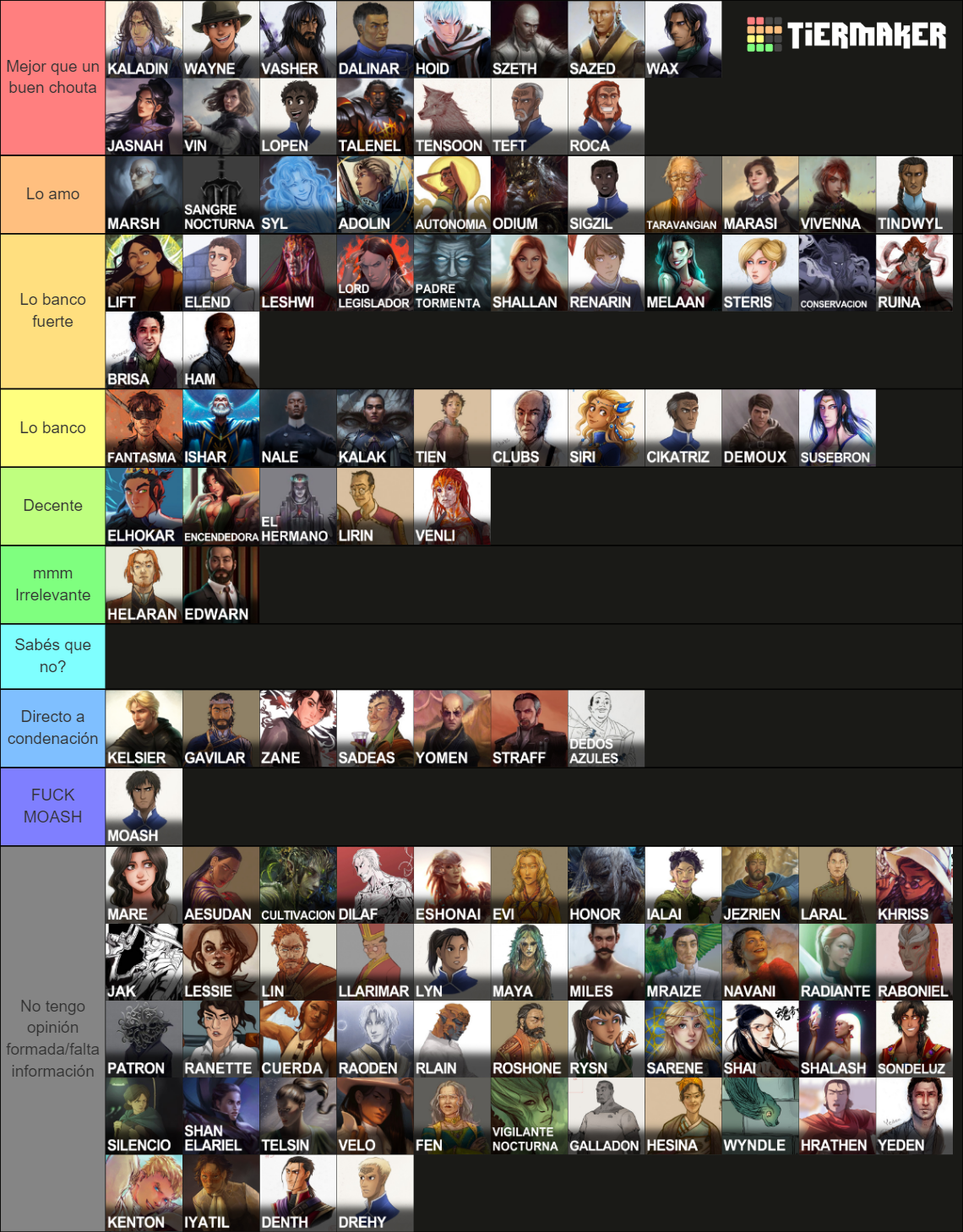 Personajes del Cosmere Tier List (Community Rankings) - TierMaker