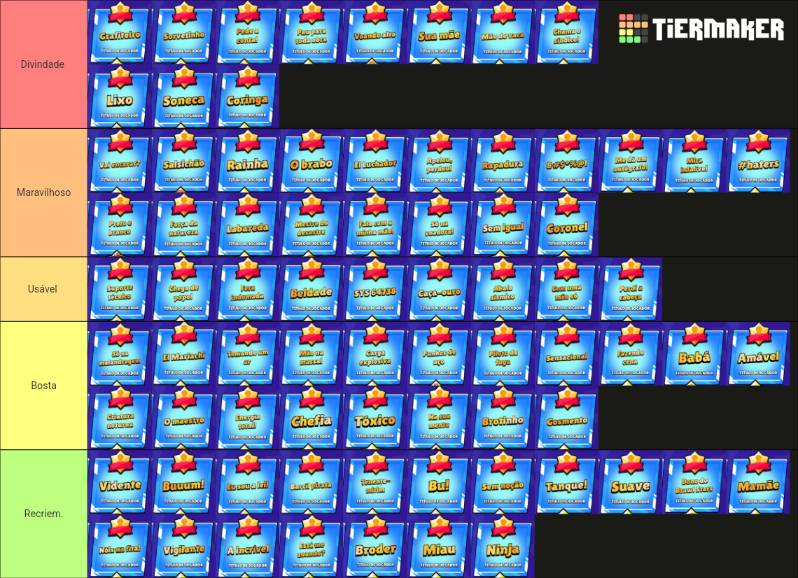 Títulos Brawl Stars PT-BR Tier List (Community Rankings) - TierMaker
