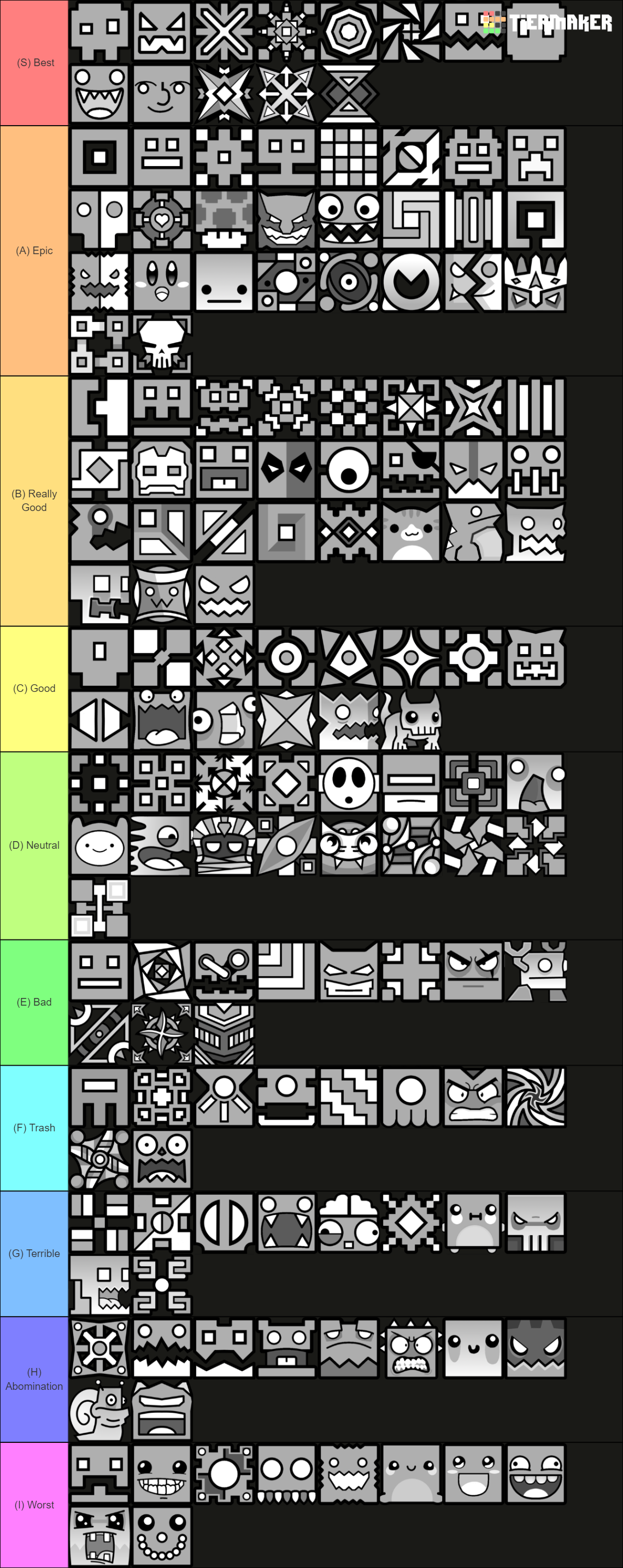 Geometry Dash Icons (Cubes) Tier List (Community Rankings) - TierMaker