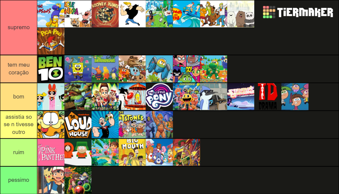 Desenho Animado Tier List (Community Rankings) - TierMaker