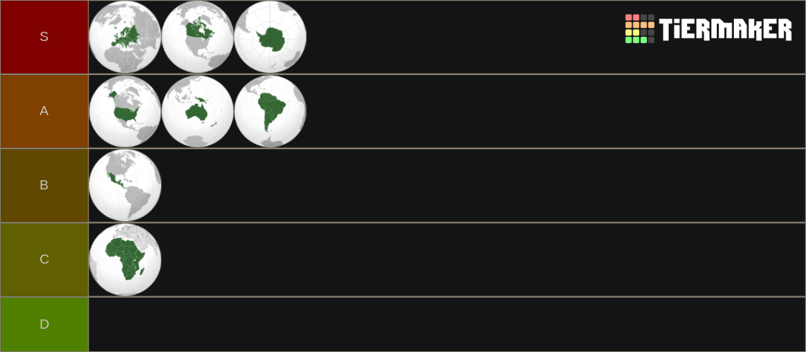 Continents Tier List (Community Rankings) - TierMaker Continents Tier List (Community Rankings) - TierMaker