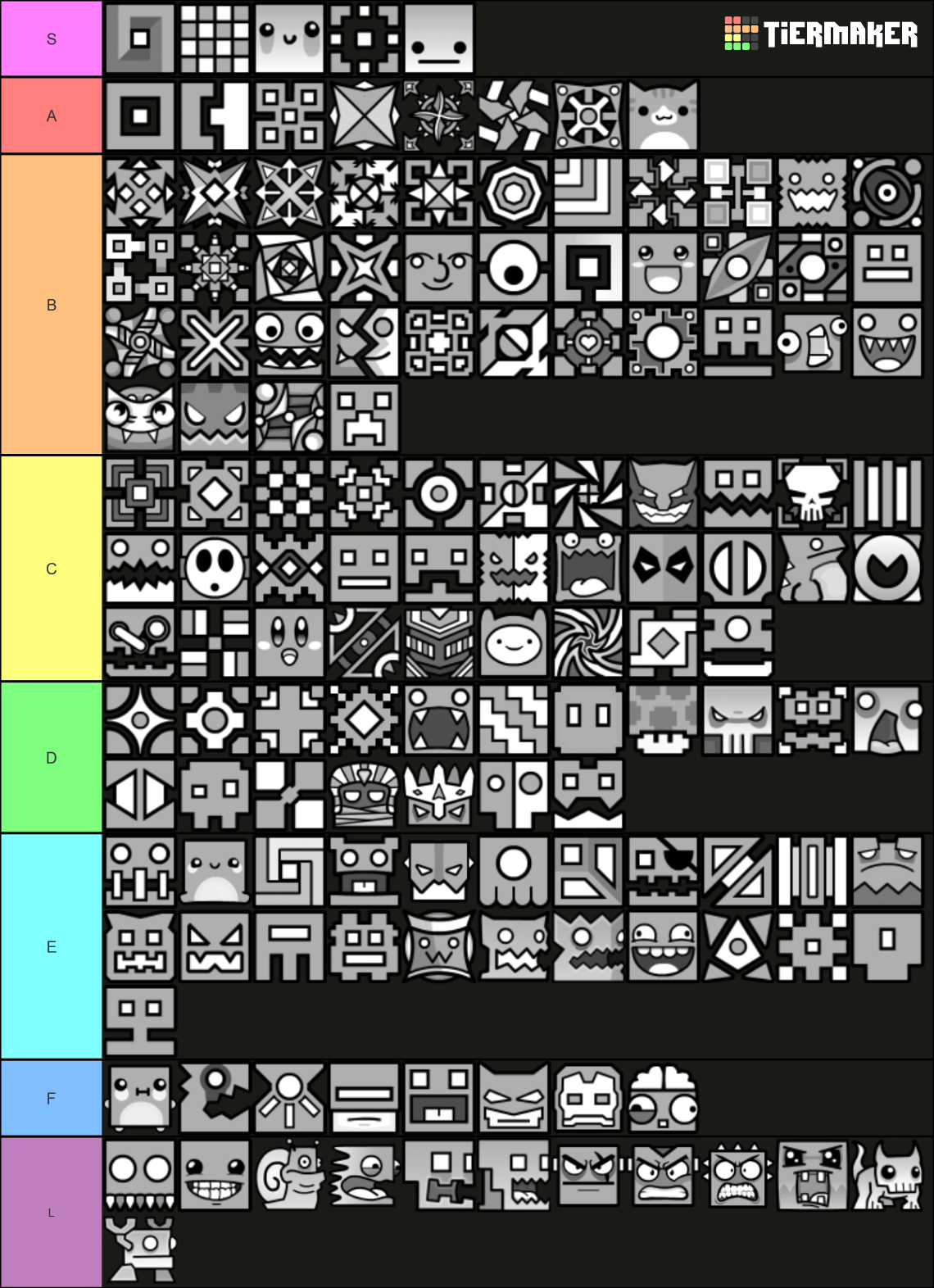 Recent Geometry Dash Tier Lists - TierMaker