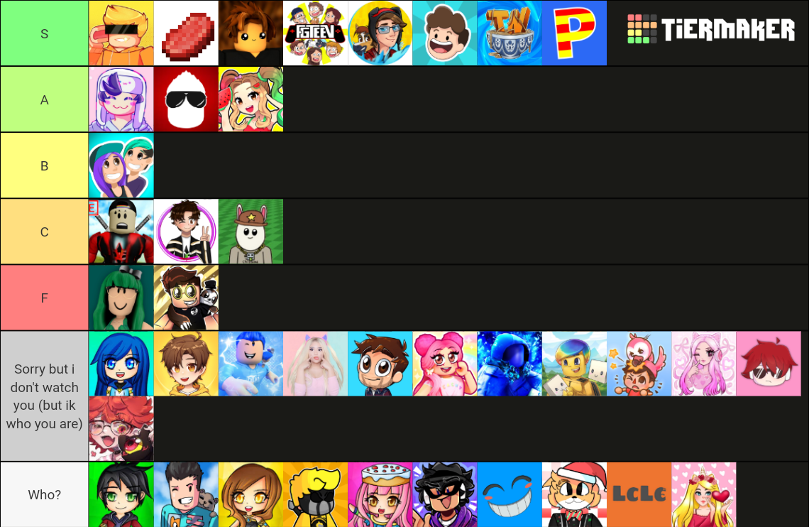 Best Roblox YouTubers and the worst roblox YouTubers Tier List ...