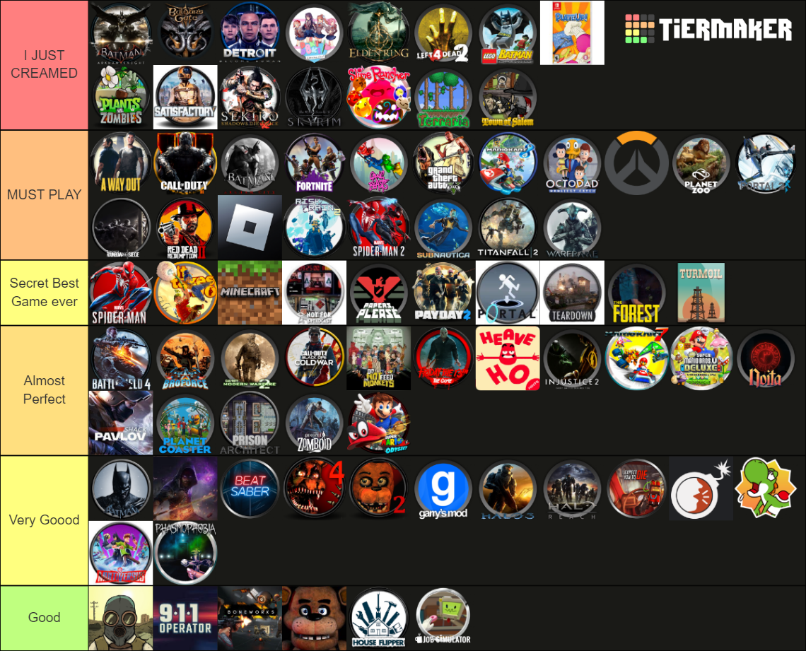 Best Games Tier List (Community Rankings) - TierMaker