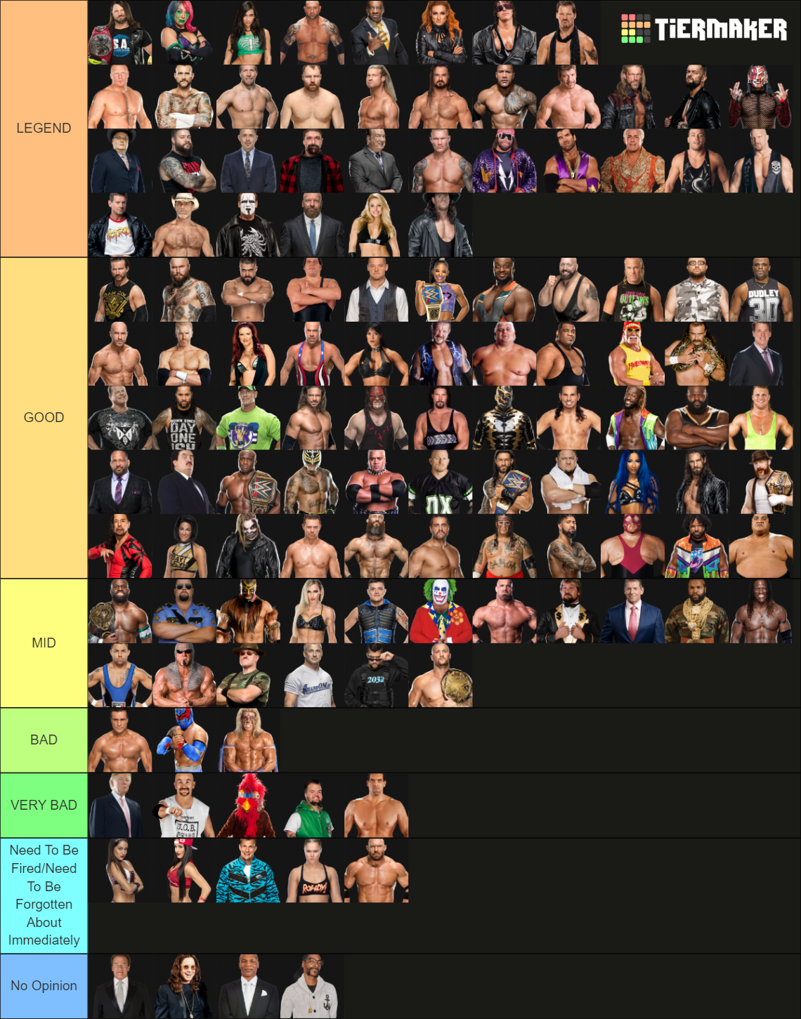 Ultimate WWE Tier List (Community Rankings) - TierMaker