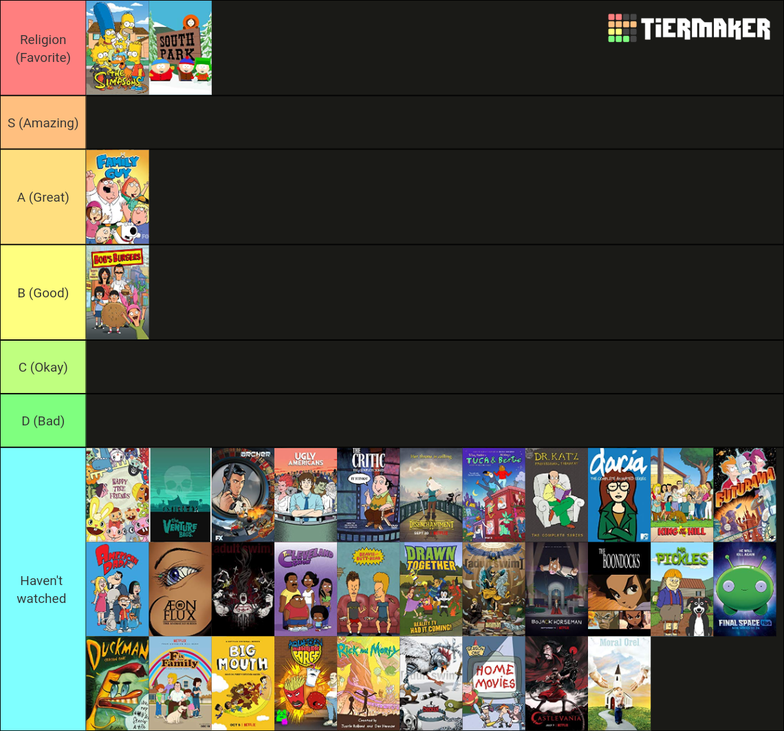 Adult Humor Animated Shows Tier List (Community Rankings) - TierMaker