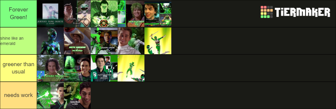 Power Rangers All Green Rangers Tier List (Community Rankings) - TierMaker