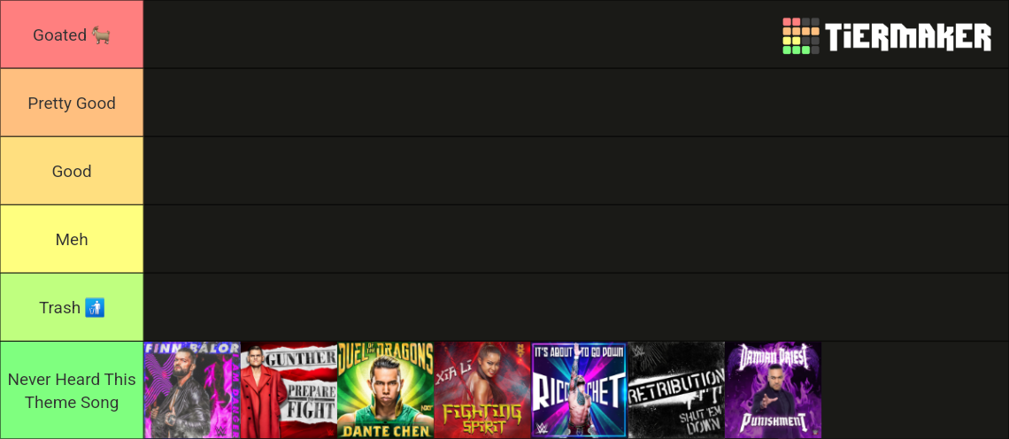 The Ultimate WWE Def Rebel Theme Song Tierlist Tier List (Community ...