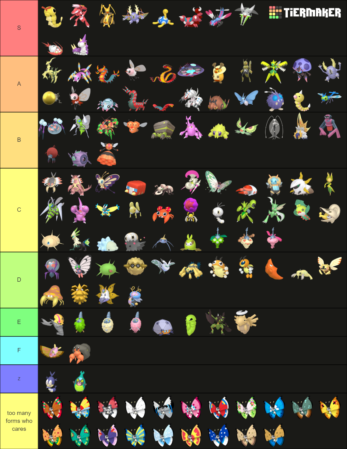 All Shiny Bug Type Pokemon (Gen 1-Gen 9, May 2023) Tier List (Community ...