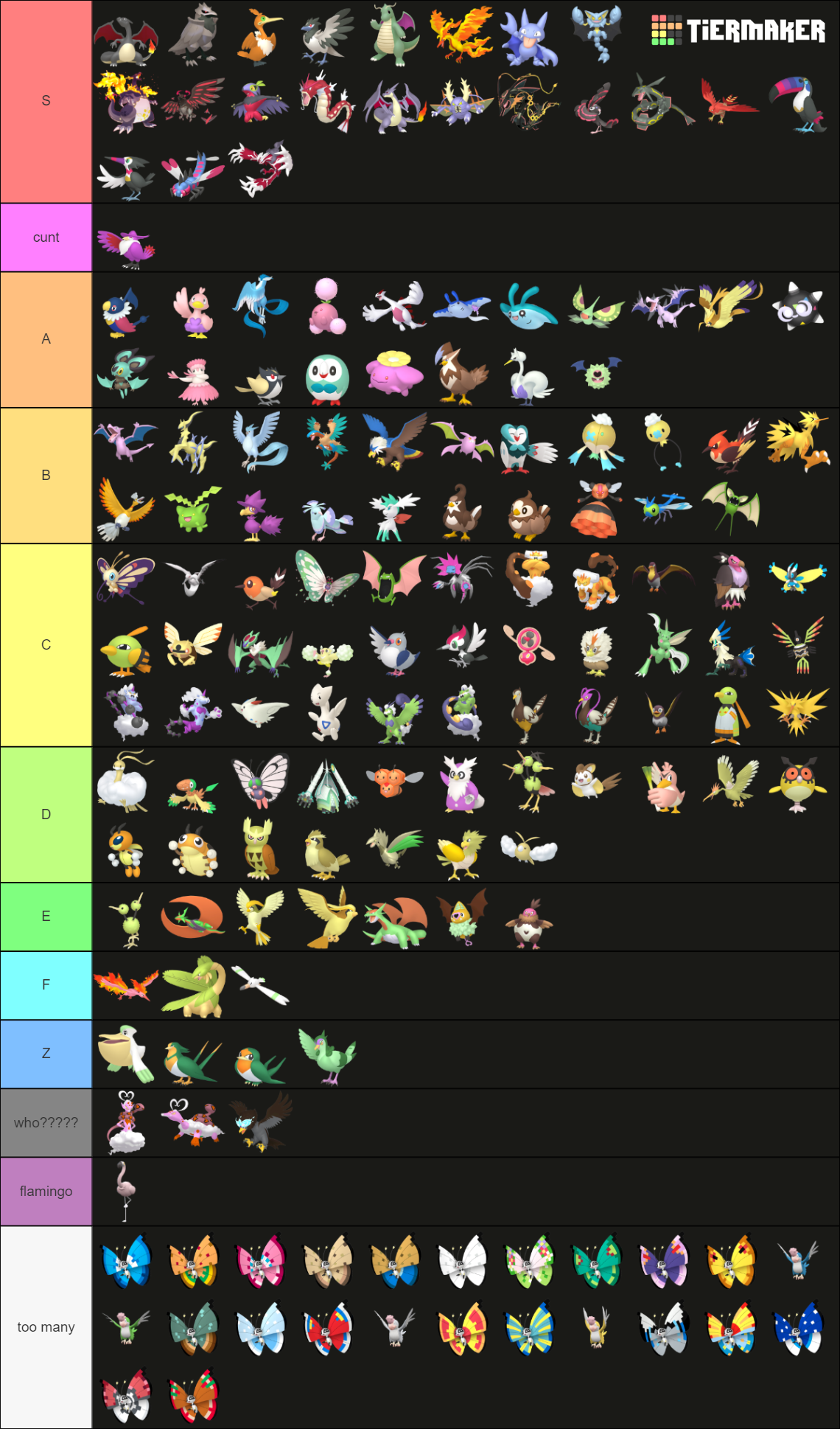 All Shiny Flying Type Pokemon (Gen 1-Gen 9, May 2023) Tier List ...