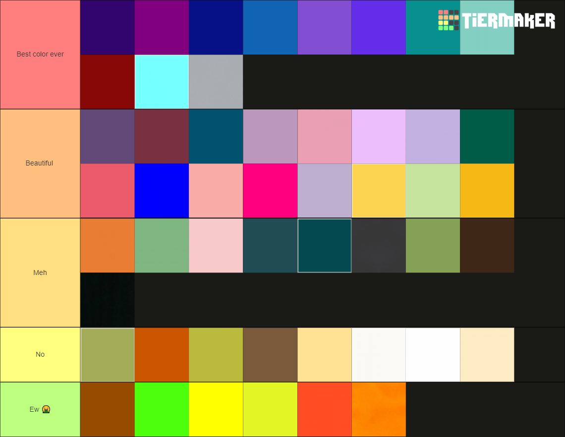 50 colors Tier List (Community Rankings) - TierMaker