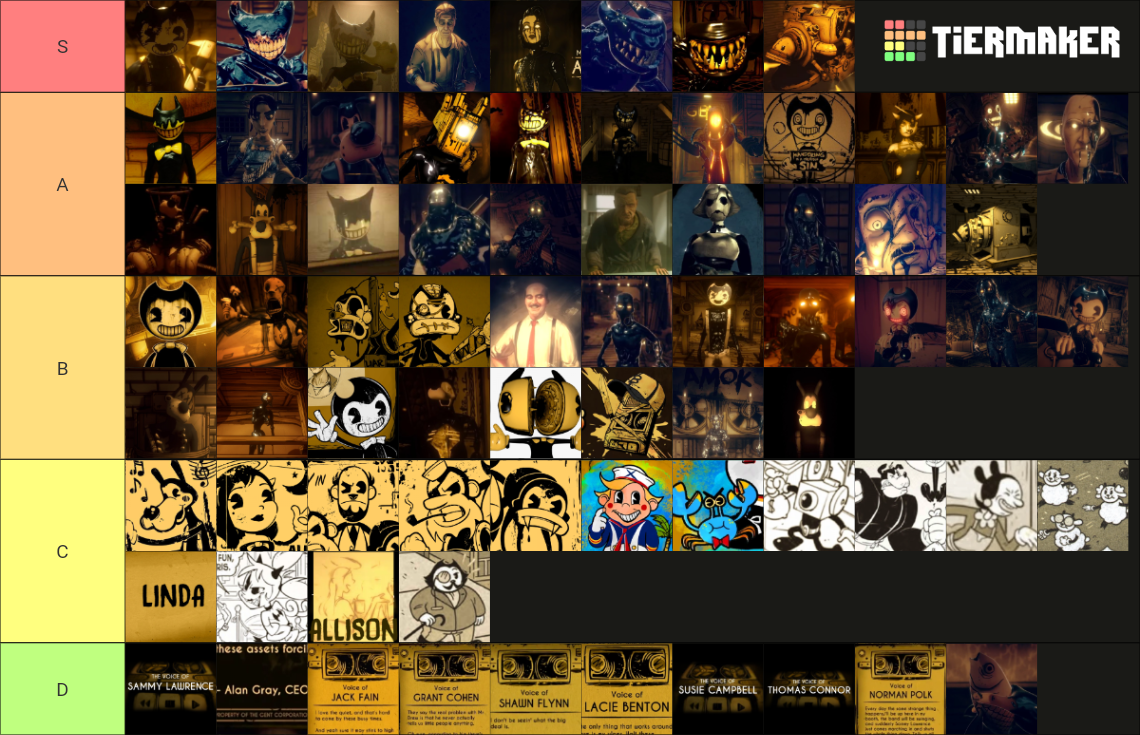 Bendy THE SERIES Characters Tier List (Community Rankings) - TierMaker