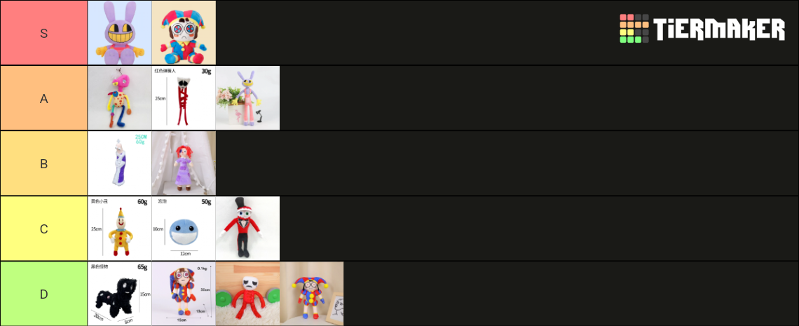 The Amazing Digital Circus Bootleg + Official Plush TierList Tier List ...