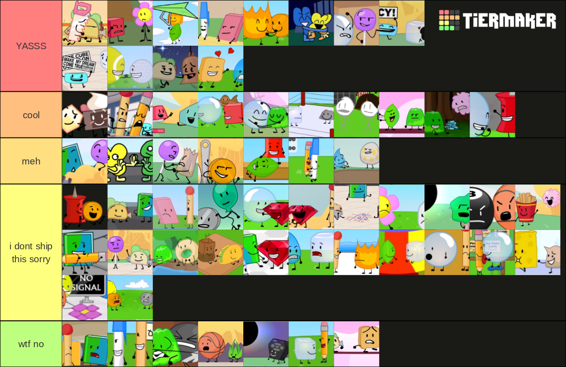 BFDI Shipping Tier List (Community Rankings) - TierMaker