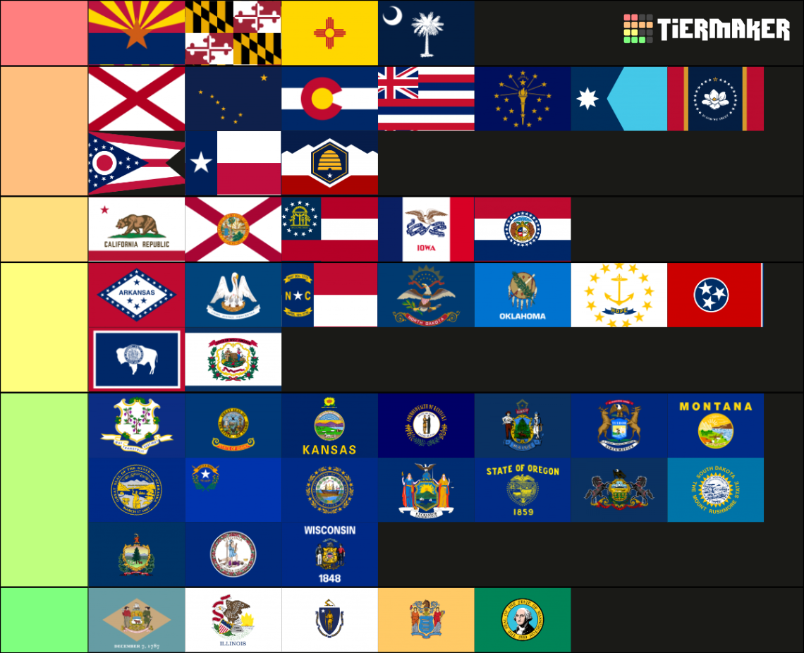 US State Flags (2024 Updated) Tier List (Community Rankings) - TierMaker