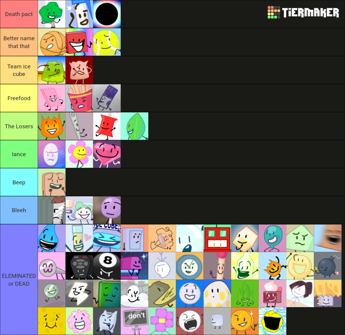 All 64 BFB Characters Tier List (Community Rankings) - TierMaker