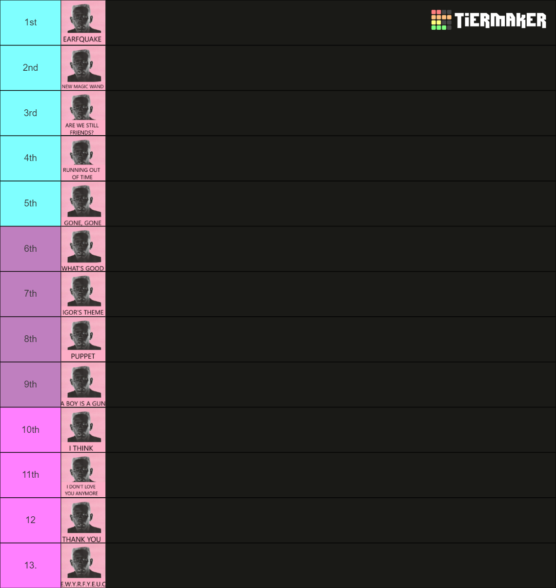 Tyler the Creator Igor Album Tier List (Community Rankings) - TierMaker