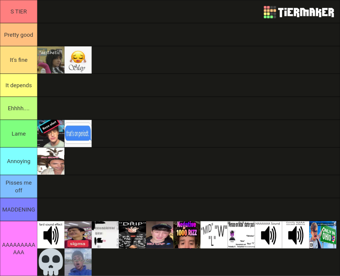 Gen Z Slang/Memes that are considered overused and annoying Tier List ...