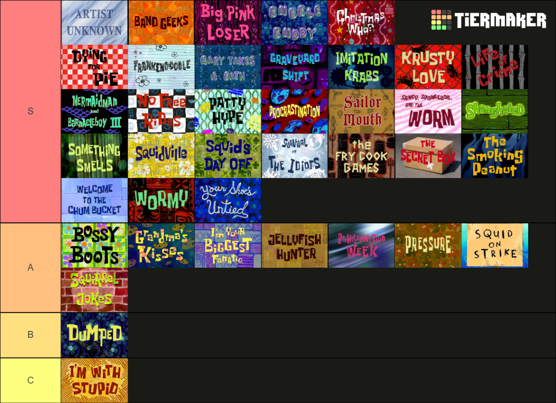 Spongebob Season 2 Tier List (Community Rankings) - TierMaker