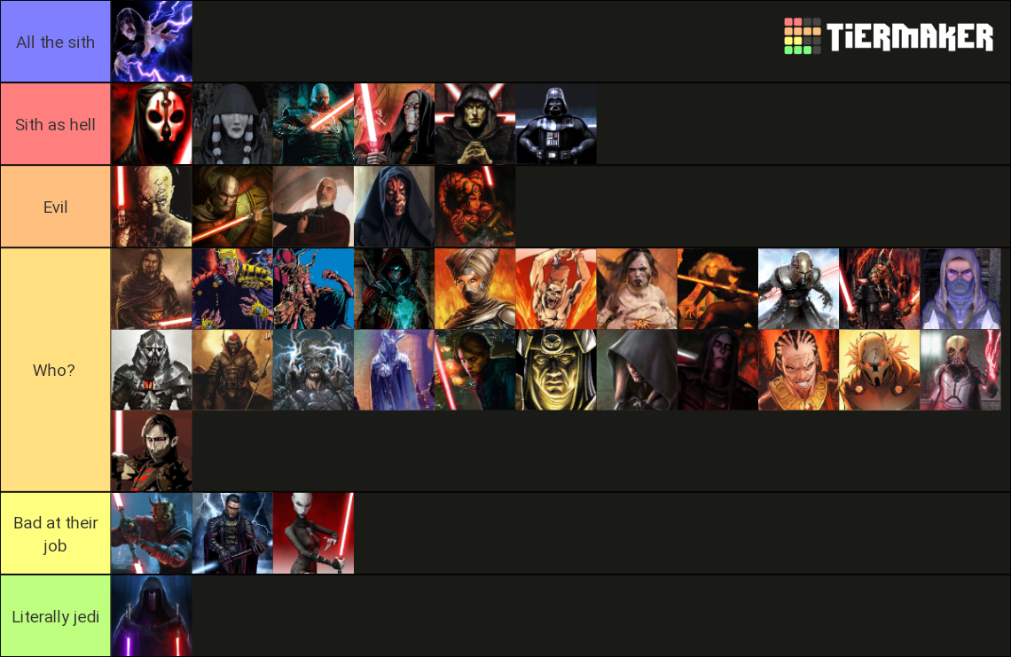 Star Wars Sith Ranking Tier List (Community Rankings) - TierMaker