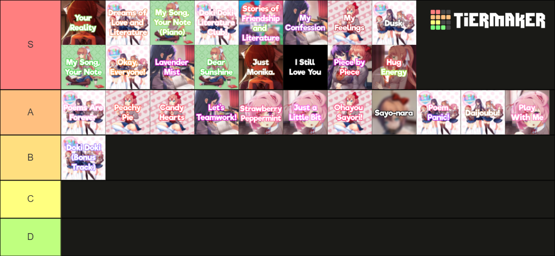 The DDLC and DDLC+ OST Tier List (Community Rankings) - TierMaker