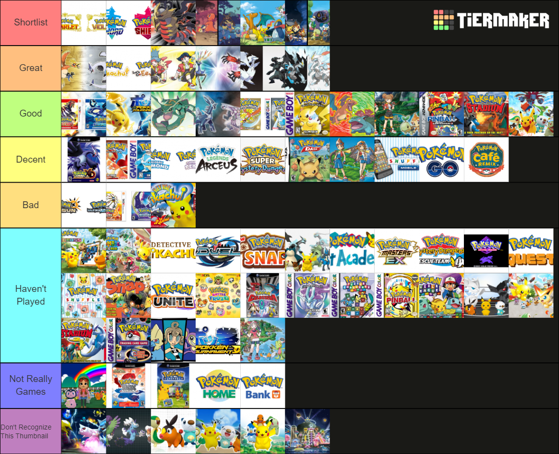 Every Pokemon Video Game Ever Tier List (Community Rankings) - TierMaker