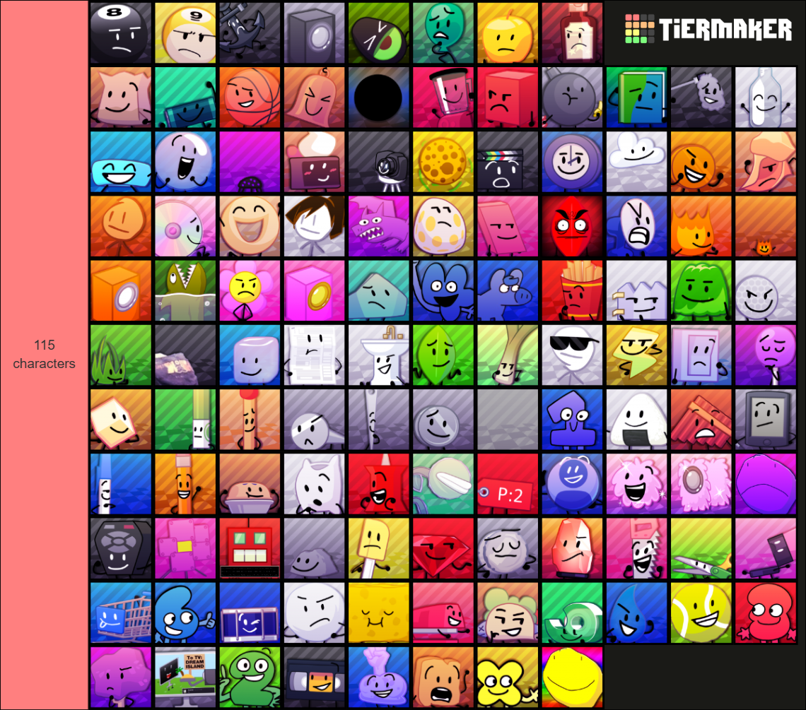 BFDI (800+ characters and new icons) Tier List (Community Rankings) - TierMaker