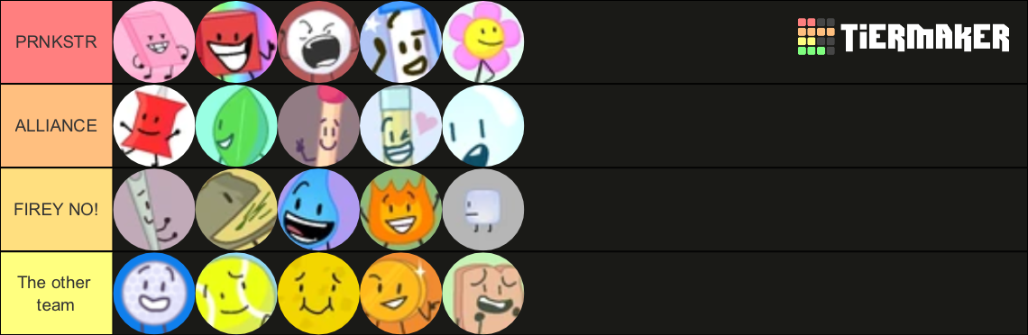 BFDI Season 1 Tier List (Community Rankings) - TierMaker
