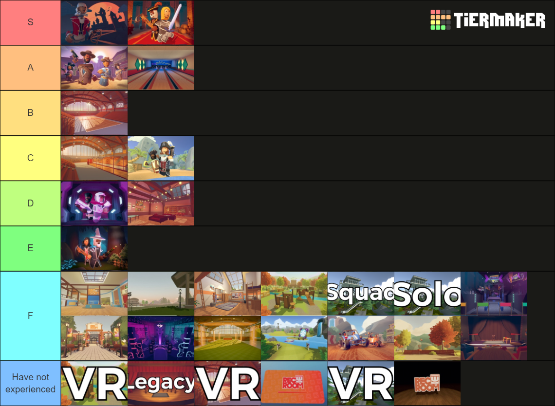 “Rec Room Originals” (2022) Tier List (Community Rankings) - TierMaker