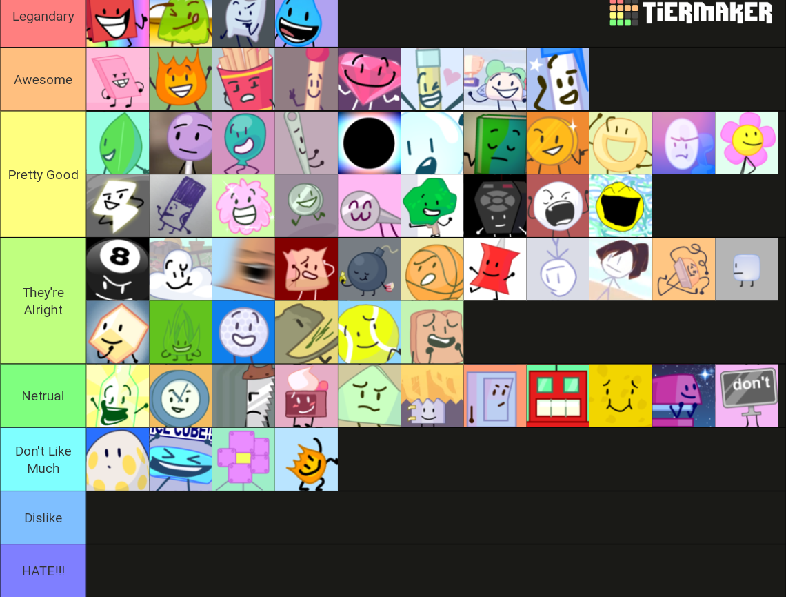 All 64 BFB Characters Tier List (Community Rankings) - TierMaker