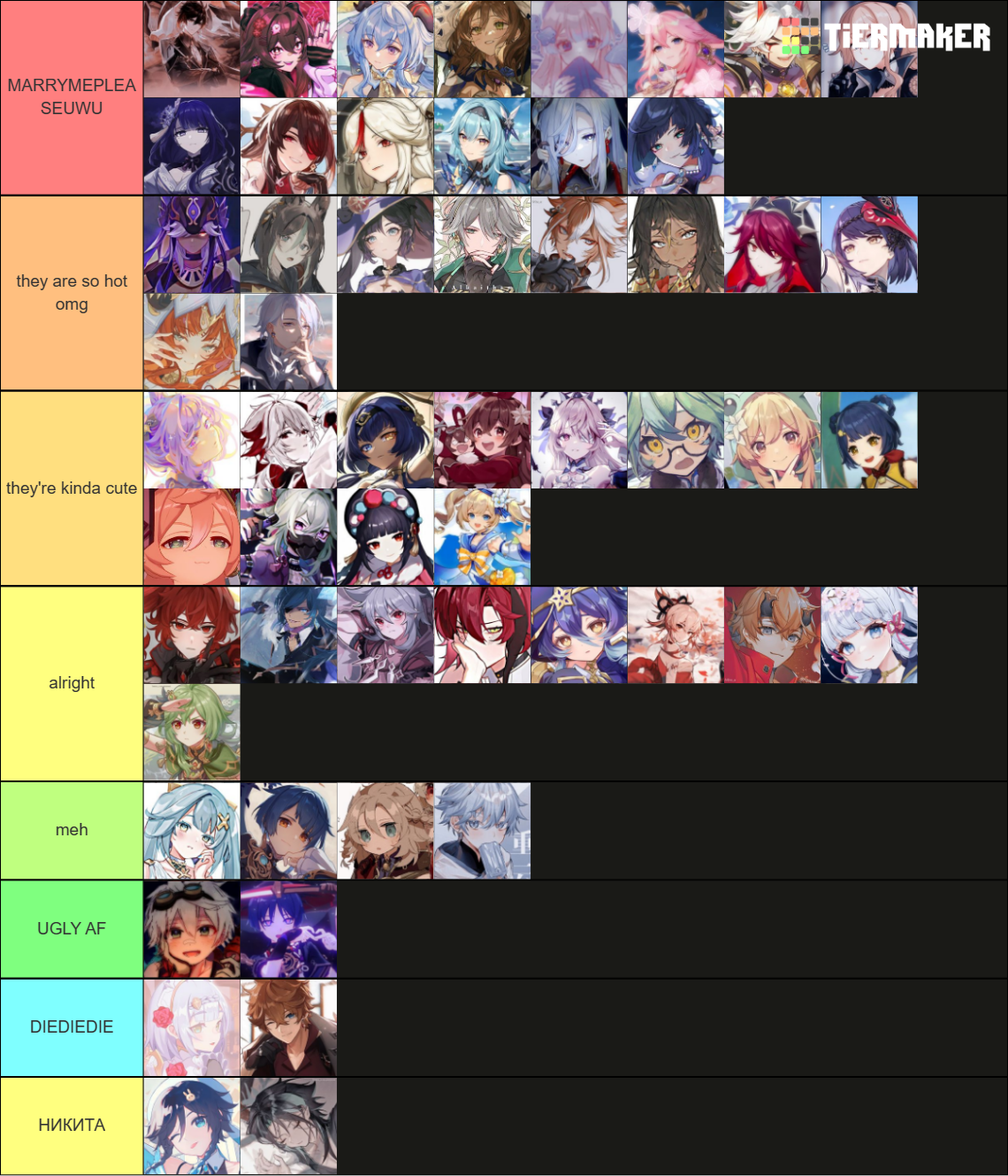 rate genshin characters! (simp addition) (3.4) Tier List (Community ...