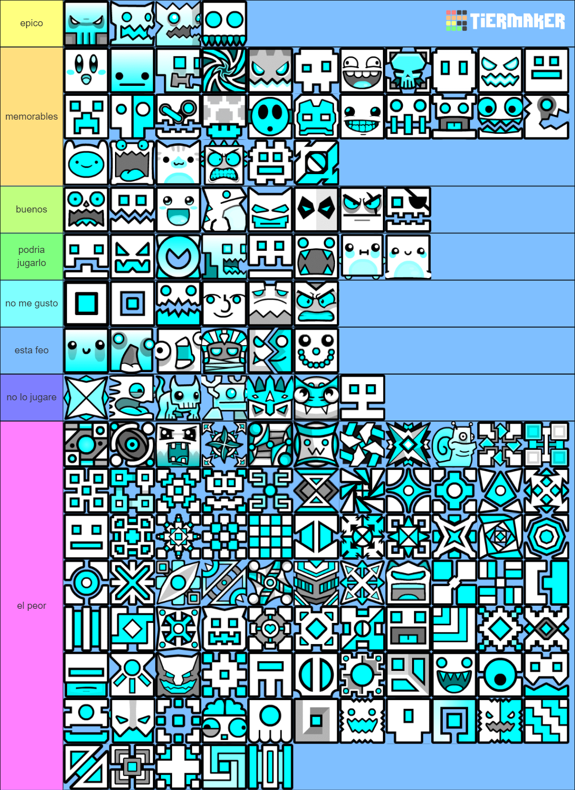 Geometry Dash Cube Icons Tier List Community Rankings Tiermaker