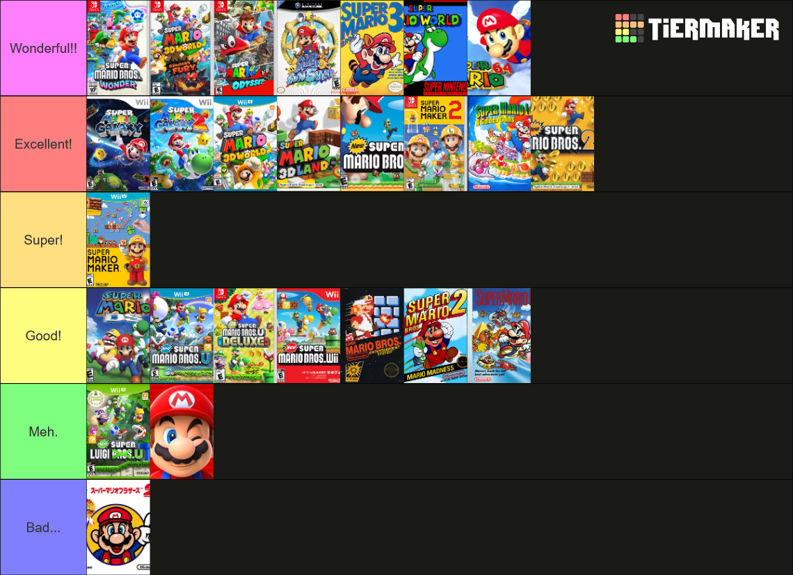 All Super Mario Games. Tier List (Community Rankings) - TierMaker
