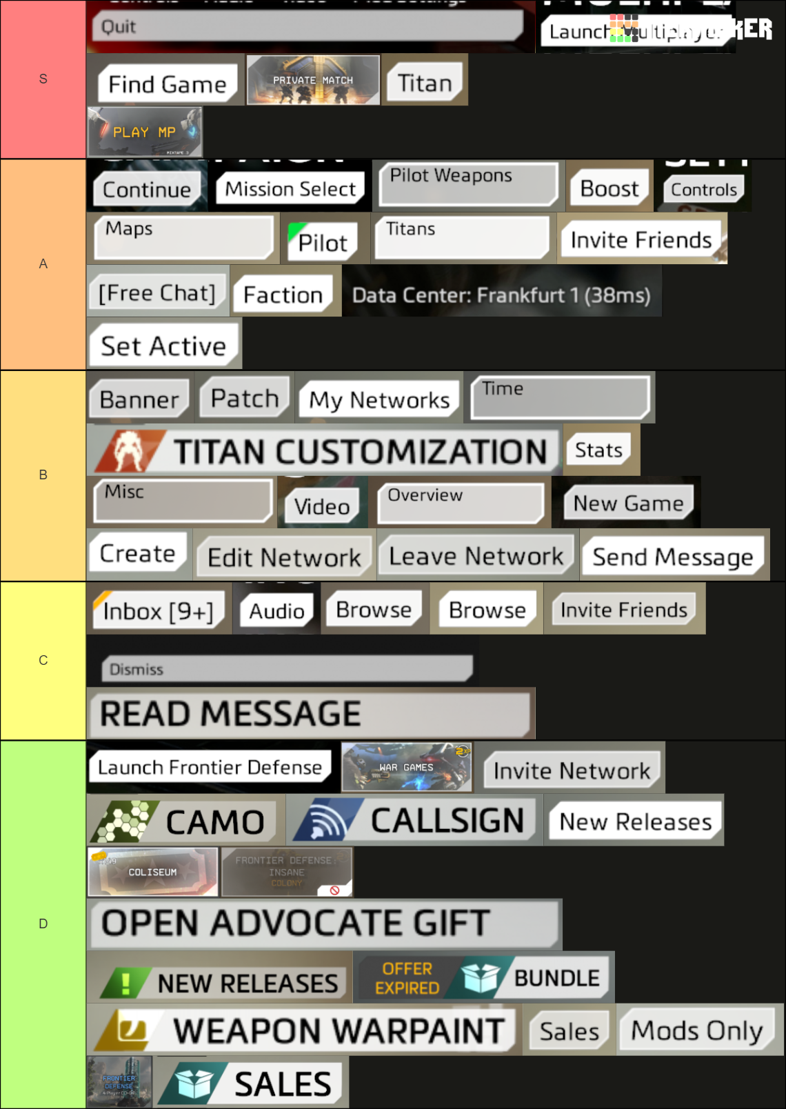 Titanfall 2 Menu Buttons Tier List (Community Rankings) - TierMaker