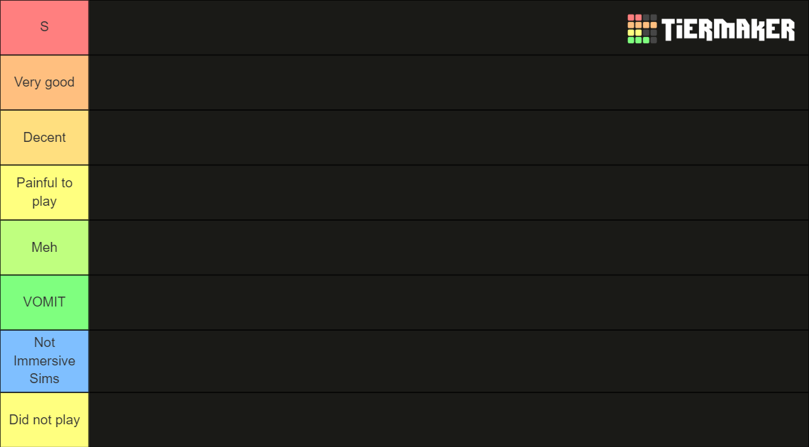 Immersive Sim Tier List (Community Rankings) - TierMaker