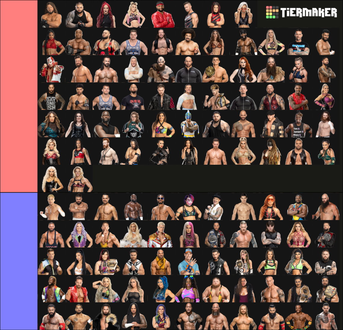 WWE Main Roster 2.0 Tier List (Community Rankings) - TierMaker