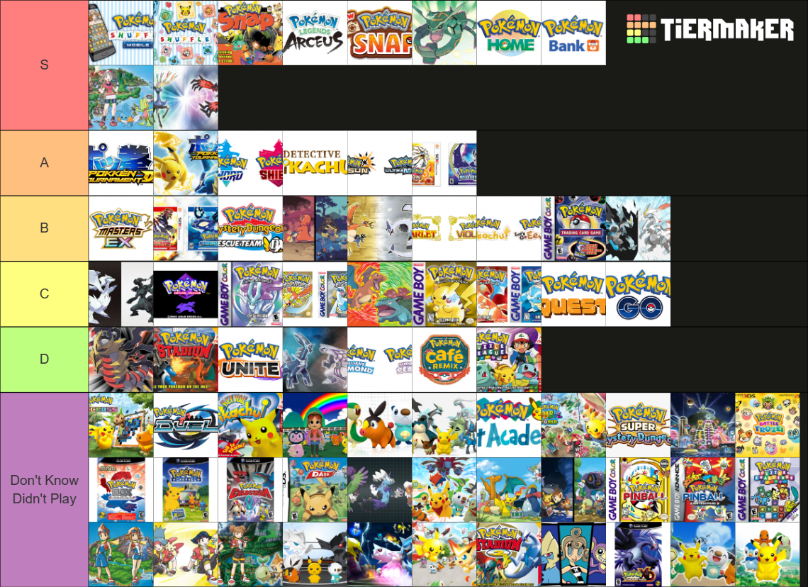 Every Pokemon Video Game Ever Tier List (Community Rankings) - TierMaker