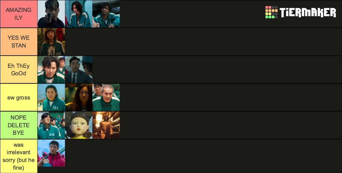Squid Game Characters Tier List Community Rankings Tiermaker