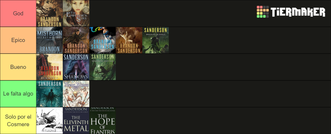 Libros del Cosmere Tier List (Community Rankings) - TierMaker