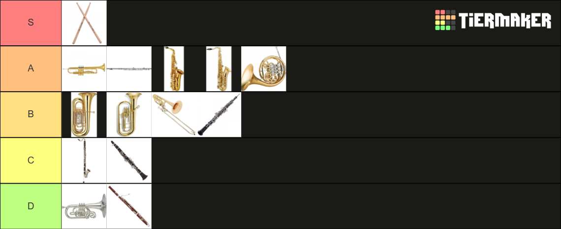 High School Band Instruments Tier List (Community Rankings) - TierMaker