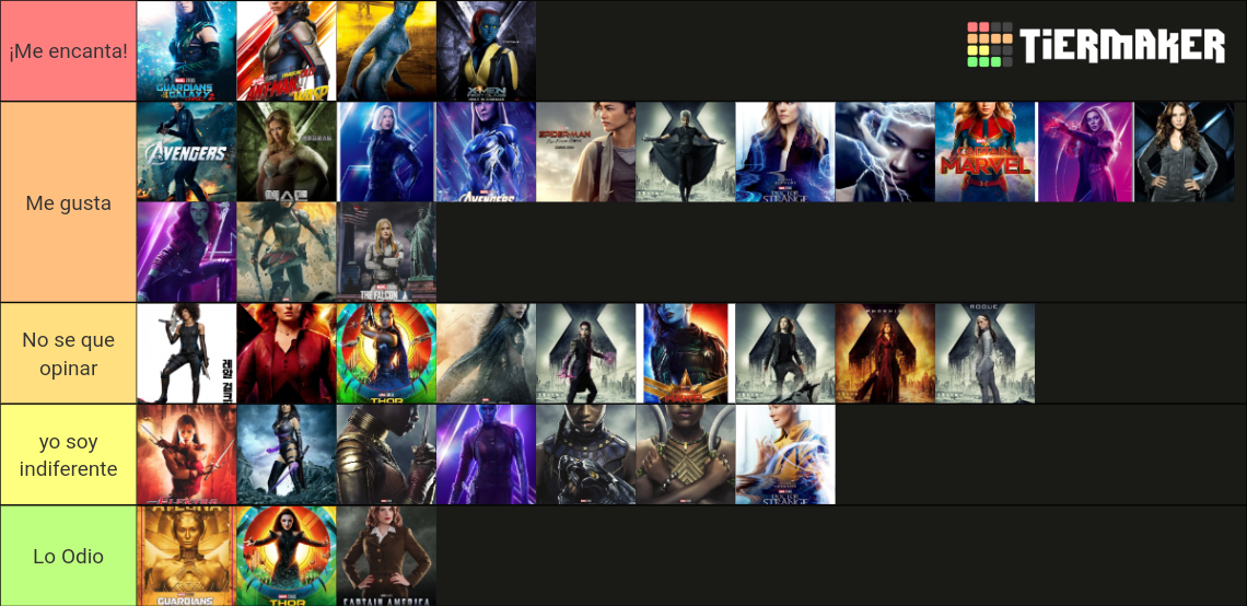 Personajes Femeninos Marvel Tier List (Community Rankings) - TierMaker