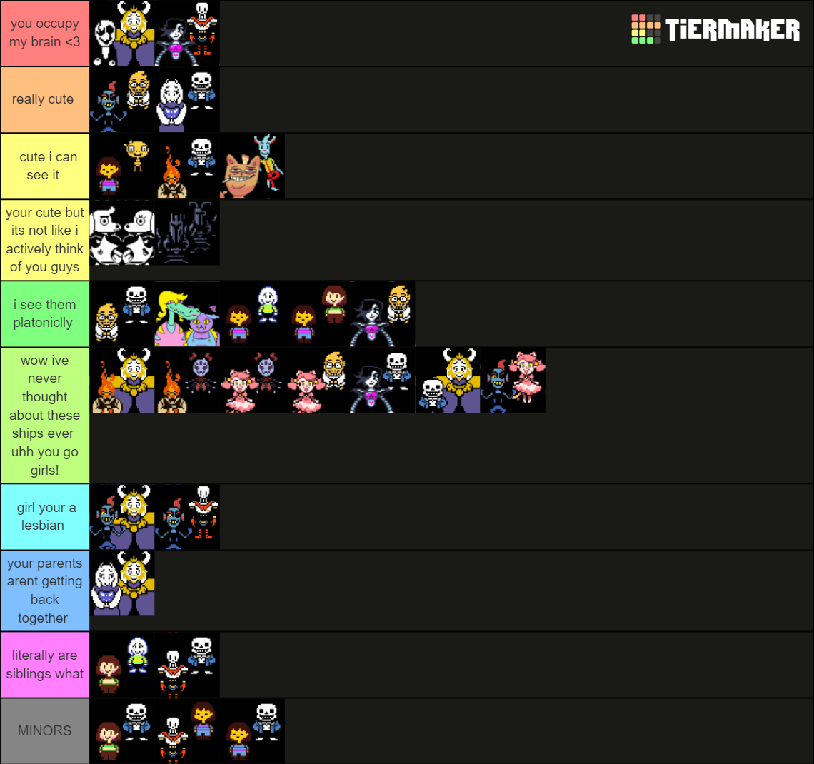 (Popular) Undertale Ships Tier List (Community Rankings) - TierMaker