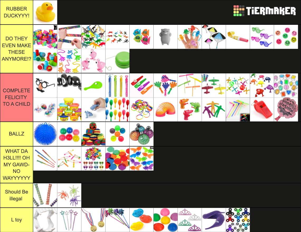 Prize Bin/Party Favor Toys Tier List (Community Rankings) - TierMaker
