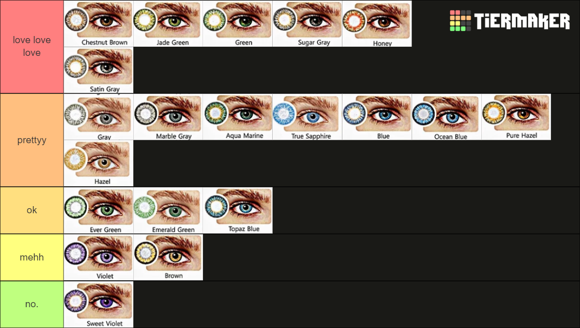 Eye Colour Tier List (Community Rankings) - TierMaker