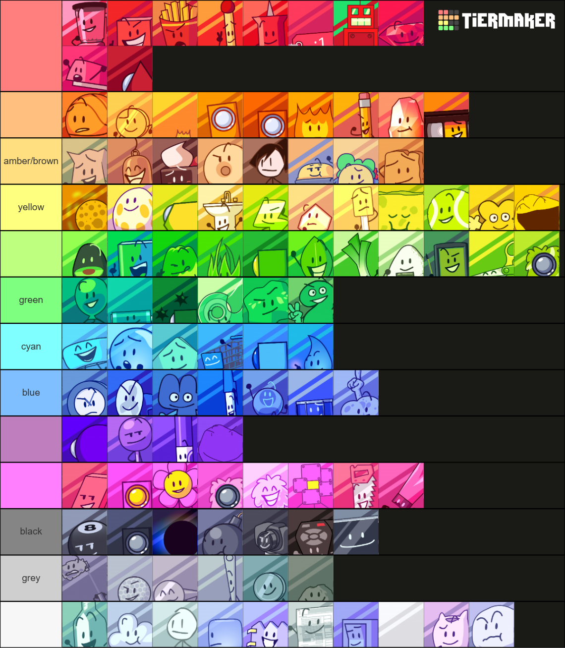 Mega BFDI Tierlist. Tier List (Community Rankings) - TierMaker