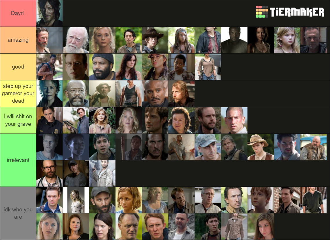TWD SEASONS 1-5 MAIN CHARACTERS Tier List (Community Rankings) - TierMaker