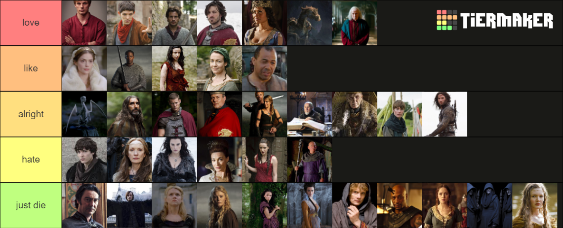 Merlin characters Tier List (Community Rankings) - TierMaker