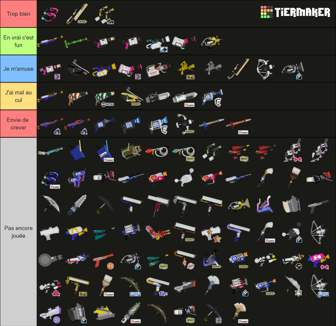 Recent Splatoon Tier Lists - TierMaker